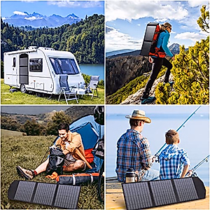 MARBERO 60W Foldable Solar Panel for Portable Power Station Solar Generator Portable Solar Panel QC3.0/PD 60W USB Port DC Output(10 Changeable Adapters) for Home, Camping, Travel, RV Trip