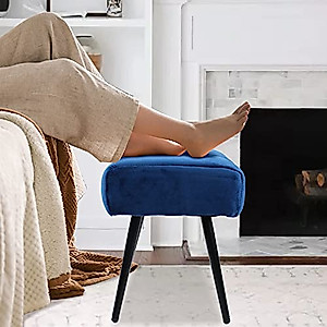 ECOMEX Velvet Accent Chair with Ottoman, Living Room Chair and Ottoman Set,Modern Lounge Chair with Footrest, Accent Chair with Foot Rest, Single Sofa Chair for Bedroom, Office, Hosting Room.(Blue)