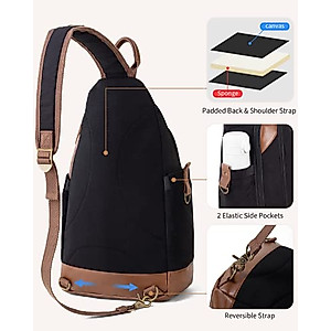 Celvetch Sling Bag for Men - Canvas Sling Backpack Mens Crossbody Bag Large Shoulder Bag for Hiking Travel - Black