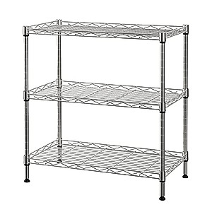 SINGAYE 3 Shelf Wire Shelving Unit Adjustable Storage Shelving 21.26”W x 11.41”D x 22.83”H (Silver)