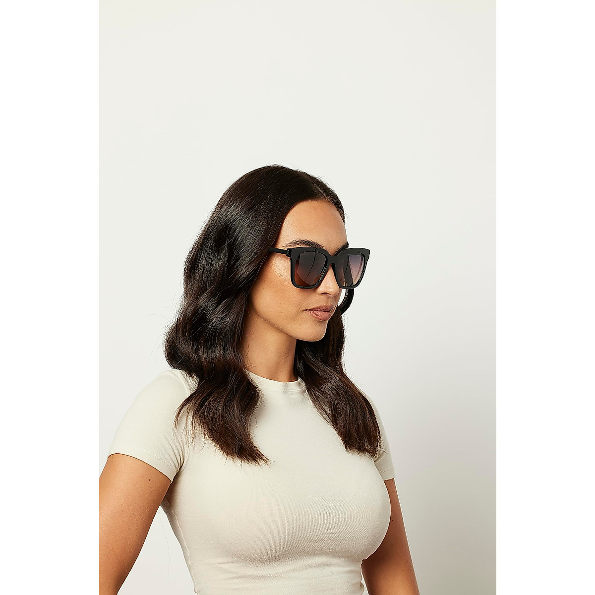 DIFF Bella Designer Oversized Square Sunglasses for Women UV400 Polarized Protection w/giftable travel case, Black + Twilight Gradient