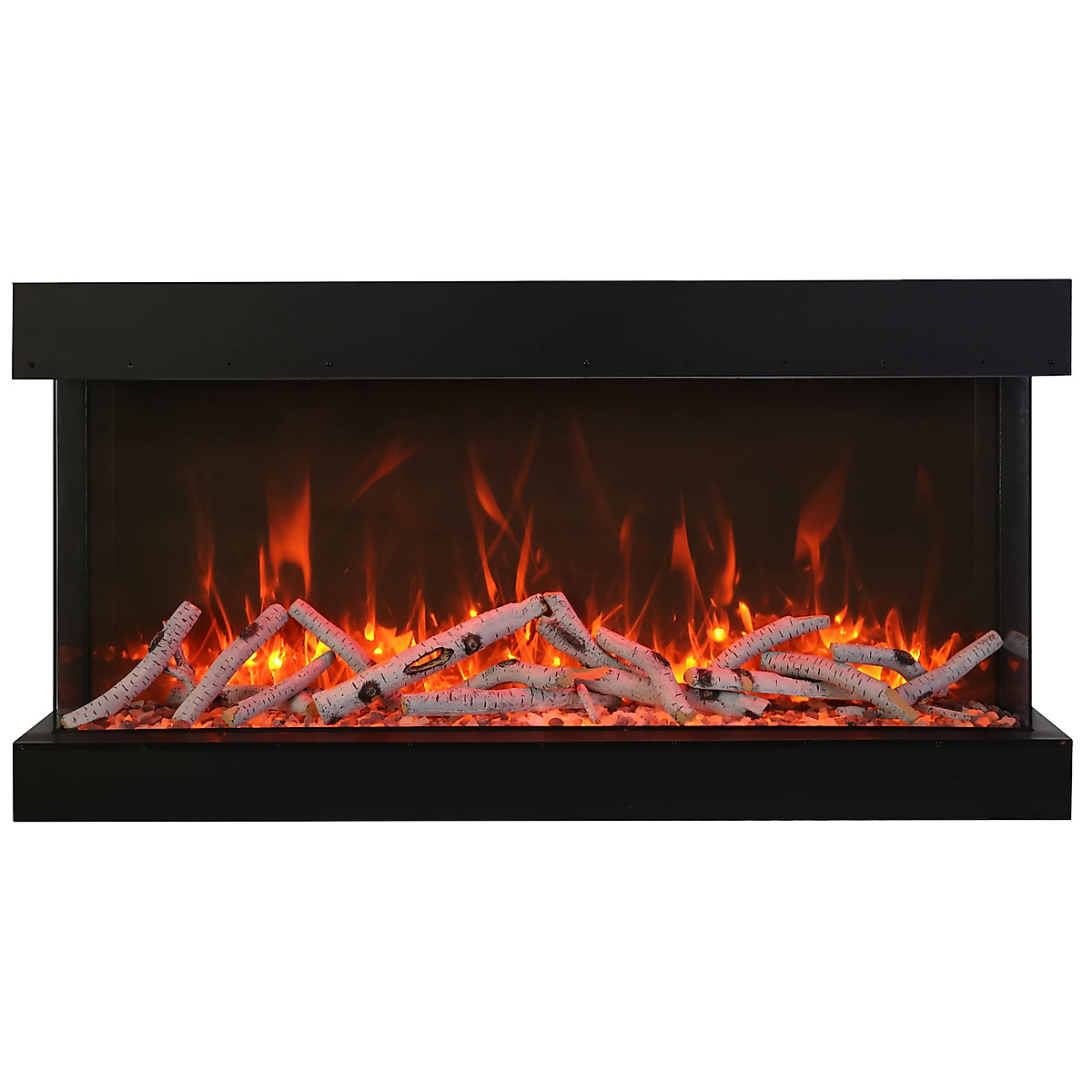 40-TRU-View-XL XT - 3 Sided Electric Fireplace 40 Inch, 3-Sided Glass Fireplace Heater w/Remote Control & 8H Timer, Thermostat, Black, Adjustable Brightness, Realistic Flame Effects