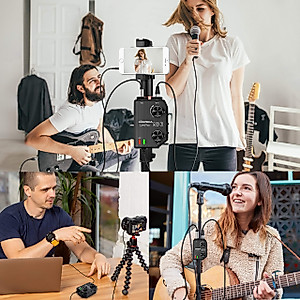 Comica LINKFLEX.AD3 2-Channel XLR/3.5mm/6.35mm Microphone Audio Mixer Preamp with Phantom Power, Guitar Audio Interface Microphone for DSLR Cameras Camcorders iPhone iPad Mac and Android Smartphones
