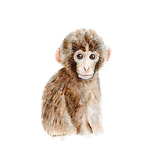 Safari Nursery Print Set of 6 Prints, African Baby Animal Watercolors: Lion, Giraffe, Elephant, Zebra, Monkey, Cheetah - Selection of Alternate Animals and Sizes available