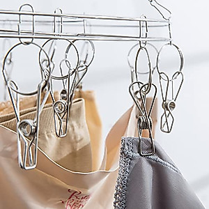 Stainless Steel Sock Dryer Laundry Hanger Drying Rack Windproof Clothes Hanger with 20 Clips for Drying Socks,Clothes,Hats,Baby Clothes,Towels,Underwear and Gloves