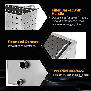 BEAMNOVA Commercial 25LB Grease Trap 13 Gallons Per Minute, Top Inlet for Restaurant Kitchen Tools