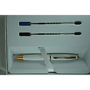 A.T. Cross Pearlescent White Medalist and 23KT Rose Gold Appointments and Cross signature mid Band Calaise Ballpoint Pen and two Bonus refills . A Gift Pen for Anyone and Any Occasion