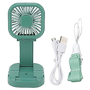 Small Desk Fan 3Speed Folding Wind Speed 270 Degree Rotation Strong Wind Portable Folding Fan for Bedroom Green