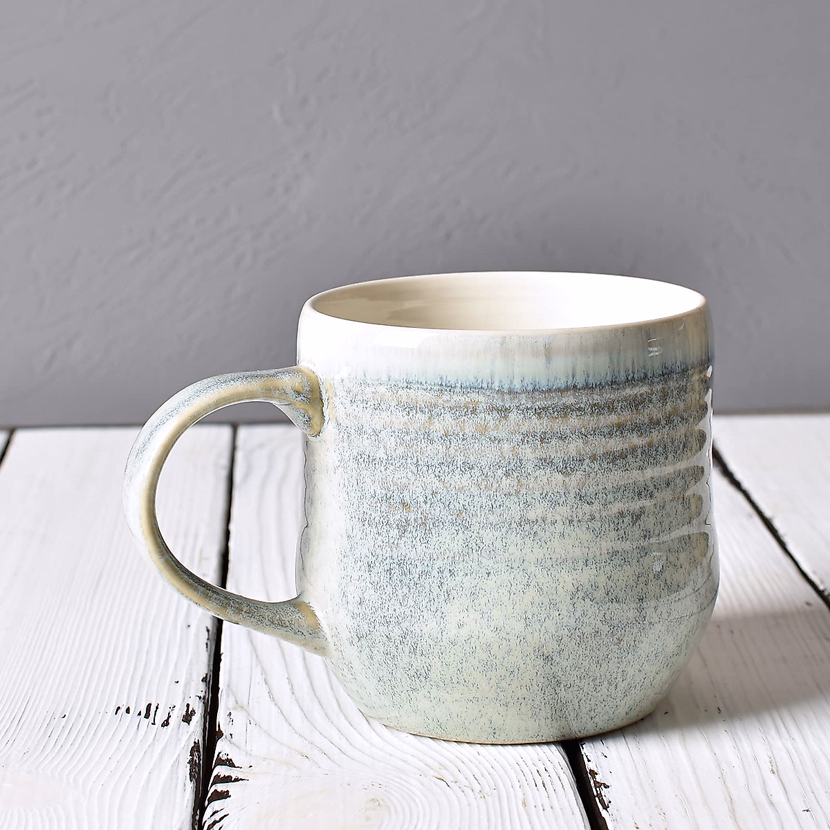 Bosmarlin Large Ceramic Coffee Mugs Set of 2, 17 Oz, Big Tea Cup for Office and Home, Dishwasher and Microwave Safe (Willow Green, 2)