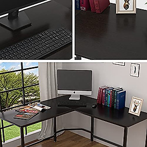 TOPSKY L-Shaped Desk Corner Computer Desk 59" x 59" with 24" Deep Workstation Bevel Edge Design (Walnut)
