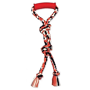 Mammoth Flossy Chews Color Twin Tug with Handle ,Premium Cotton-Poly Rope Tug Toy for Dogs,Interactive Dual Dog Tug Toy,Tug Rope Dog Toy for Small Dogs ,Small 16” - Assorted Colors