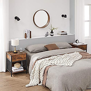 VASAGLE VINCYER Nightstand, Bedside Table, with 1 Drawer and Open Compartment, Steel Frame, Industrial, 17.7 x 17.7 x 21.7 Inches, Rustic Brown