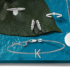 Ross-Simons RS Pure M - Diamond-Accented Initial Bracelet in Sterling Silver. 7 inches