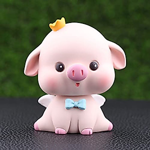 Lucky Piggy Toy Car Ornaments,Cute Pig Car Dashboard Decorations Bobble Shaking Head Pig Doll Desktop Toy Dolls,Car Interior Accessories,Perfect for Dashboard, Home, Kitchen, Office Decorations