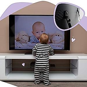 Baby Proof Furniture Safety Straps, Adjustable Wall Anchors and Earthquake Straps for Bookshelf and TV Stand, Baby Safety Products by Ashtonbee, Pack of 2