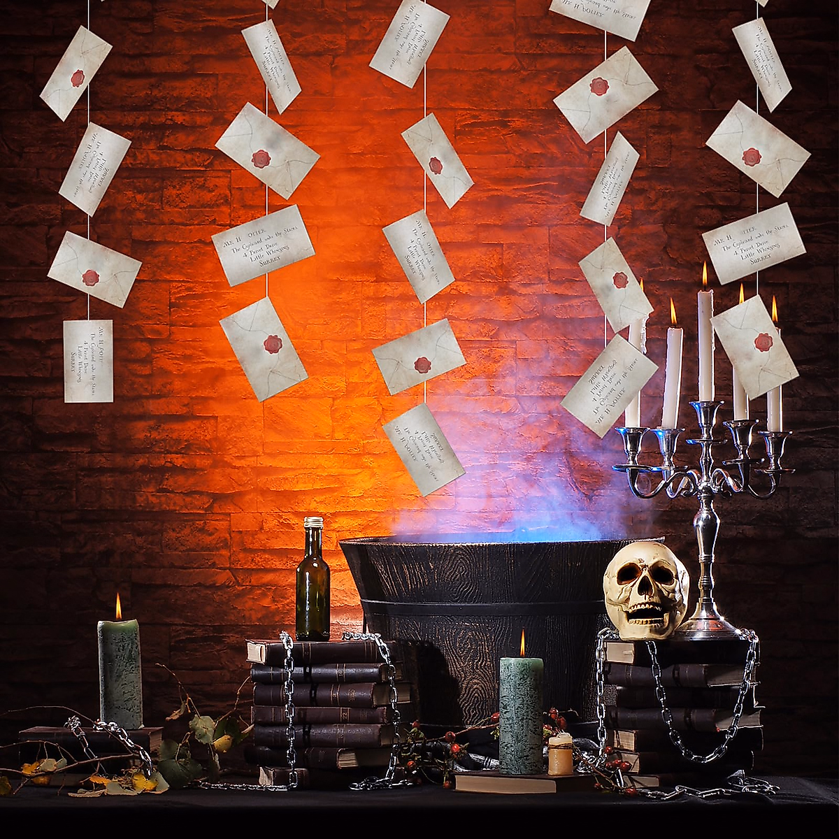 2 Pack Halloween Decorations, Floating Wizards Acceptance Letter Banners, Halloween Banner, Party Decorations, 20 PCS Floating Letters