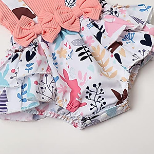 SAPGEJJDJFGE Newborn Baby Girl Clothes Infant Summer Outfits Leopard Heart Ribbed Sleeveless Top + Ruffle Shorts Set 2Pcs (Pink A, 0-3 Months)