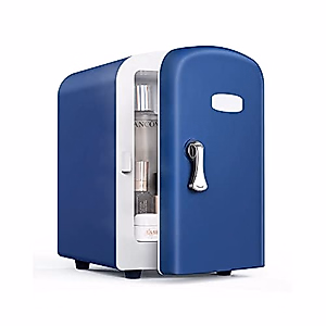 Mini Fridge 4 Liter AC/DC Energy Saving Cooler And Warmer Refrigerator, Portable Personal Fridge For Office, Car, Bedroom, 100% Freon-Free Great For Skincare, Fruit, Food, Medicine(Blue) - F…