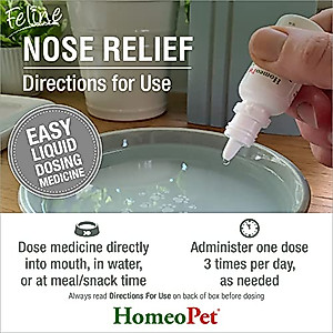 HomeoPet Feline Nose Relief Natural Pet Medicine, Nasal and Sinus-Tract Support for Cats of All Ages, 15 Milliliters