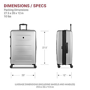 SwissGear 8020 Eclipse Hardside Expandable Luggage with Spinner Wheels, Ultimate Grey, Checked-Large 27-Inch
