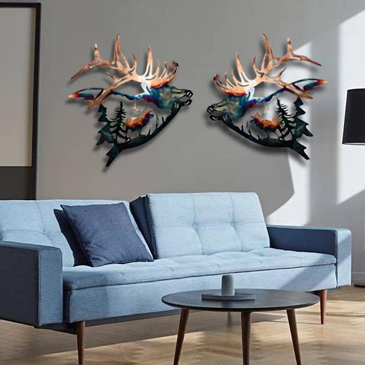 13inch Rustic Metal Elk Wall Decor for Room Home Deer Decor Western Gifts 2pcs