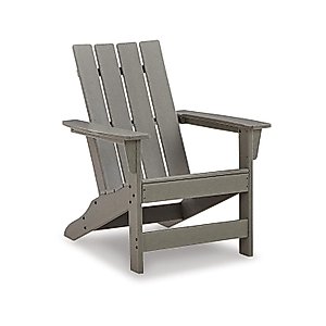 Signature Design by Ashley Visola Outdoor Patio HDPE Weather Resistant Adirondack Chair, Gray