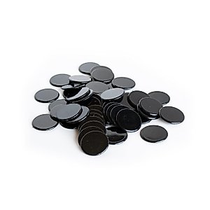 Plastic Counters: Black Color Gaming Tokens (Hard Colored Plastic Coins, Markers and Discs for Bingo Chips, Tiddly Winks, Checkers, and Other Board Game Playing Pieces) | 50 Pieces