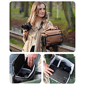 BAGSMART Camera Bag, Small Camera Case with Tripod Holder, Compact Camera Shoulder Bags for DSLR/SLR/Mirrorless Cameras, Waterproof Crossbody Camera Bag Women Men, Grey