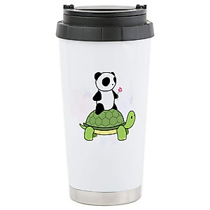 CafePress Turtle And Panda 1 Stainless Steel Travel Mug Stainless Steel Travel Mug, Insulated 20 oz. Coffee Tumbler