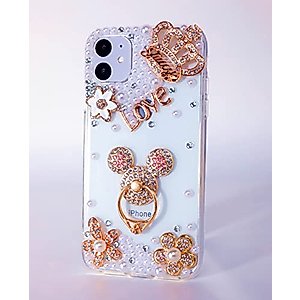 redecarie Mickey Mouse Case for Samsung Galaxy Note 10 Plus,Bling Glitter Diamond Shiny Sparkle Crystal Rhinestone Women Girls Kids Case Cover with Ring Holder Kickstand
