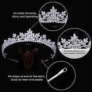Jorsnovs Sparkly Small Zircon Wedding Crowns and Tiaras for Women Handmade Cubic Zirconia Princess Headpieces Sweet 16 Birthday Headdress