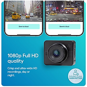 Nexar Beam GPS Dash Cam - 1 Year Nexar App Subscription Included - Unlimited Cloud Storage, Drive Recordings, Parking Mode, Night Vision, All Inside The Nexar App - WiFi HD Front Dash Cam (128 GB SD)