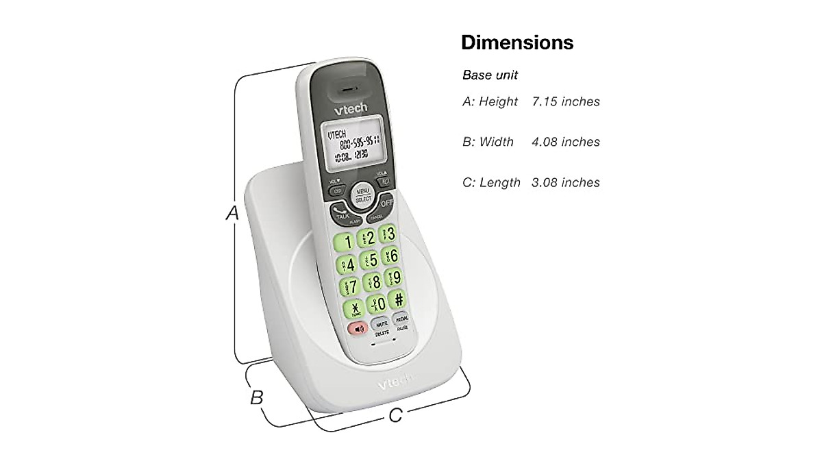 VTech VG101 Cordless Phone - Clear Sound, 1000ft Range & Backlit Display