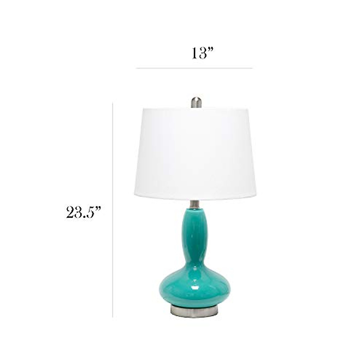 Elegant Designs LT3315-TEL Contemporary Curved Glass Table Lamp, Teal