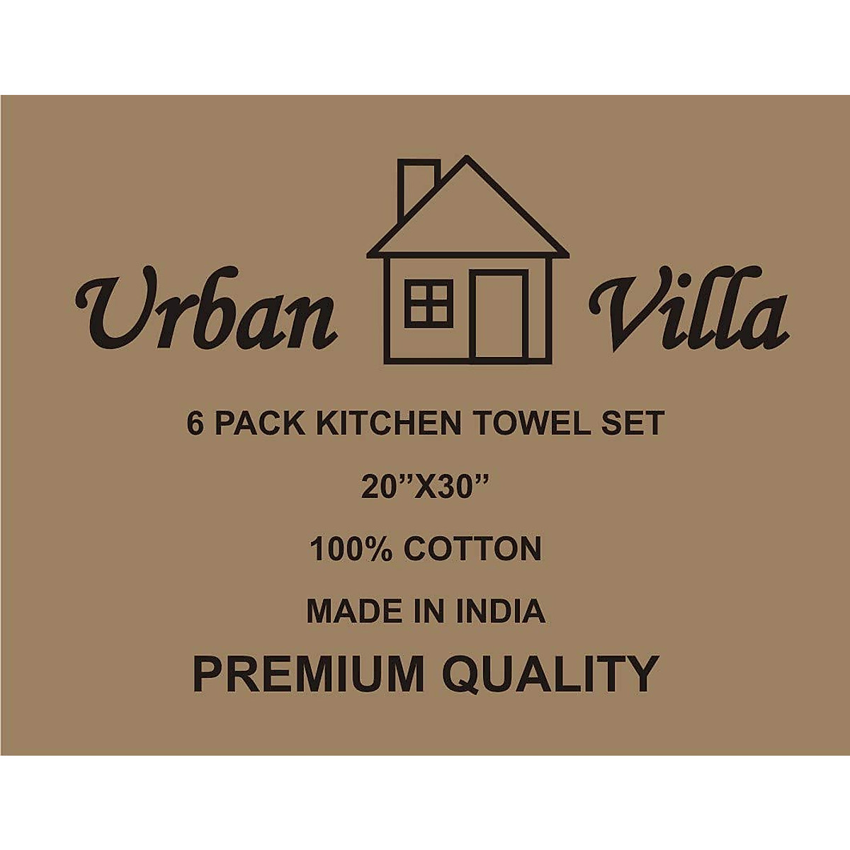 Urban Villa Christmas Kitchen Towels Premium Quality 100% Cotton Solid Kitchen Towels Set of 6 Ultra Soft Size 20X30 Inches Black Color Kitchen Towel Highly Absorbent Kitchen Towels