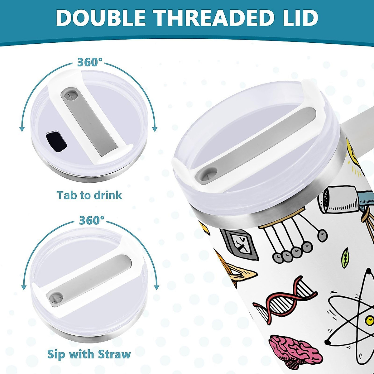 ARGTILDN 30 oz Tumbler Physics Mathematics Chemistry Insulated Travel Mug with Handle and Straw Lid Stainless Steel Vacuum Coffee Cup Tea Beverage Container Water Bottles for Car Sports office