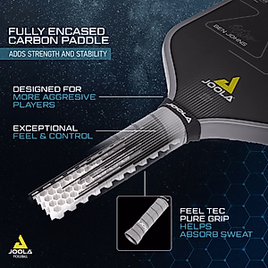 JOOLA Ben Johns Perseus Pickleball Paddle with Charged Surface Technology for Increased Power & Feel - Fully Encased Carbon Fiber Pickleball Paddle w/Larger Sweet Spot - USAPA Approved. 14mm Core