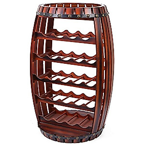 Vintiquewise Rustic Barrel Shaped Wooden Wine Rack for 23 Bottles