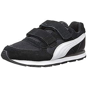PUMA Unisex-Baby Vista V Sneaker, Black-White, 4 M US Toddler