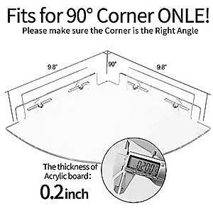 2-Pack Adhesive Shower Shelves, Acrylic Bathroom Corner Shelf, Clear Floating Storage Organizer, Wall Mounted No-Drilling Shower Caddy for Kitchen, Toilet, Shampoo, and Dorm.