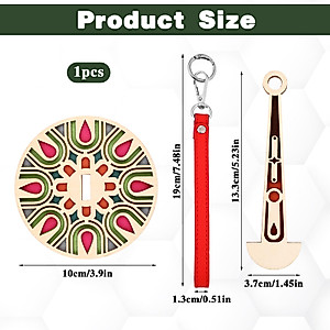 Giantree Portable Wrist Yarn Holder, Wooden Yarn Ball Minder Stand with Leather Wristband Yarn Minder Yarn Storage Yarn Holder for Knitting Crocheting Craft Lover(Red)