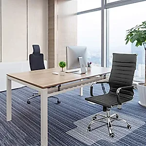 Kuyal Office Chair Mat for Carpeted Floors, Heavy Duty, Transparent Protects Floors Mats for Low and Medium Pile Carpets 36" X 48" with Lip, Good for Desks, Office and Home, Clear (36" X 48" with Lip)