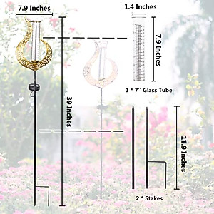 HOBYLUBY 39'' Rain Gauge Outdoor - Solar Flame Design Rain Gauges for Yard, Lawn, Pathway, Patio