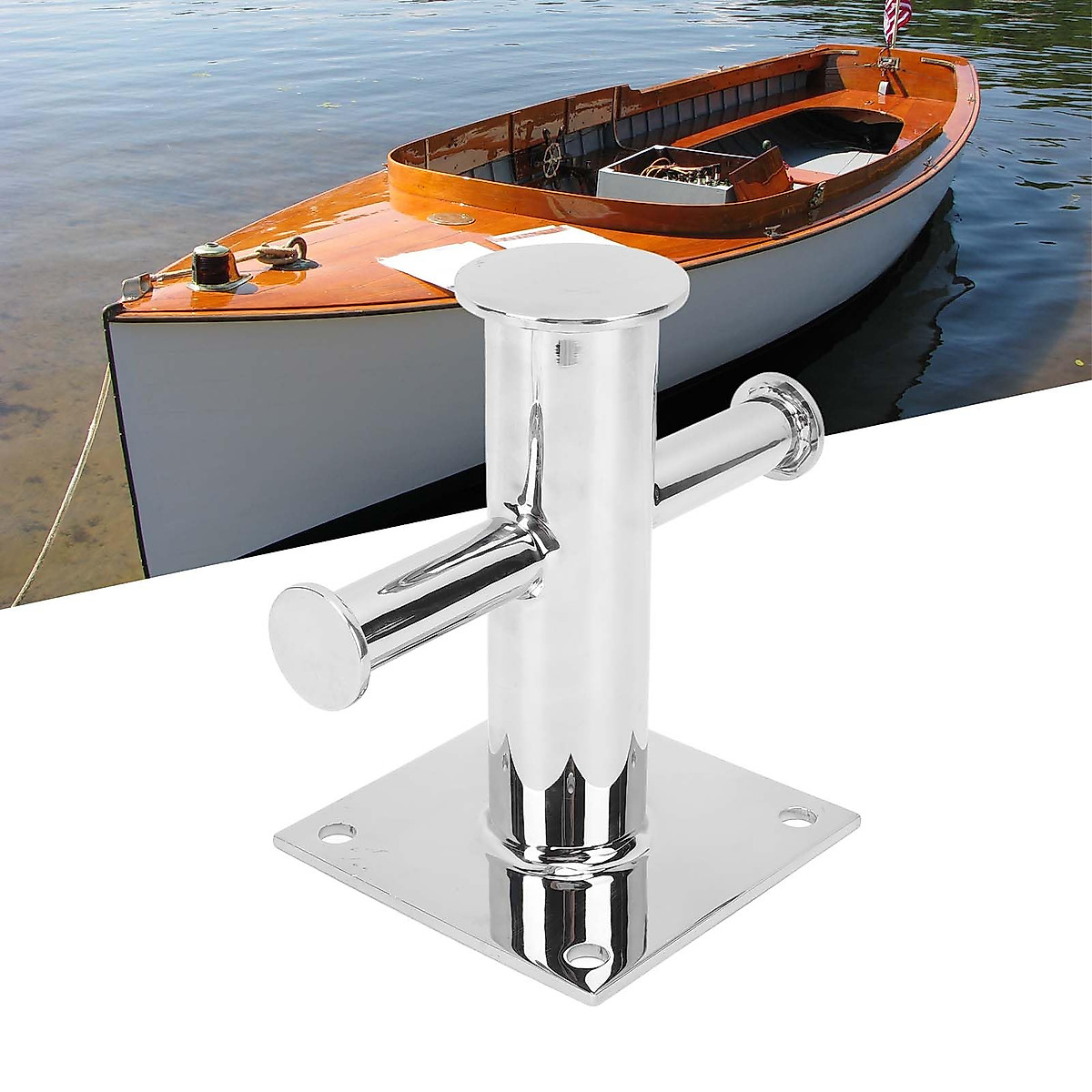 Marine Bollard, Mooring Cleat Bollard135mm Single Cross Bollard Heavy Duty Marine Grade 316 Stainless Steel for Yacht Fishing Boat