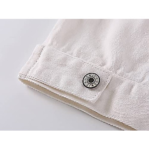 Kedera Women's Embroidered Rivet Pearl Short Denim Jacket Coat (White, Medium)