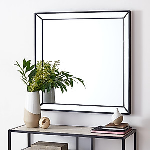 Safavieh Home Collection Presea Black 36-inch Square Decorative Accent Wall Mirror for Bedroom Living Room Bathroom Entryway