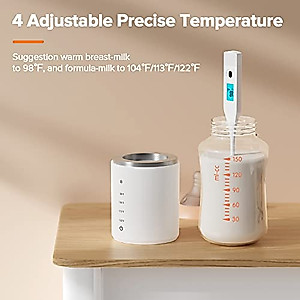 Bottle Warmer, Baby Bottle Warmer with 5 Adapters, Portable Bottle Warmer Rechargeable with Precise Temperature Selection & Beep Prompt, Travel Bottle Warmer for Breastmilk & Babys Brew