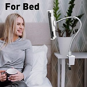 AboveTEK Gooseneck Tablet Holder, Flexible Long Arm iPad Desk Mount Aluminum iPad Stand Phone Holder for Bed Office Kitchen, Fits for 4.5"-13.5" iPad Android Tablet & iPhone 6-13Pro