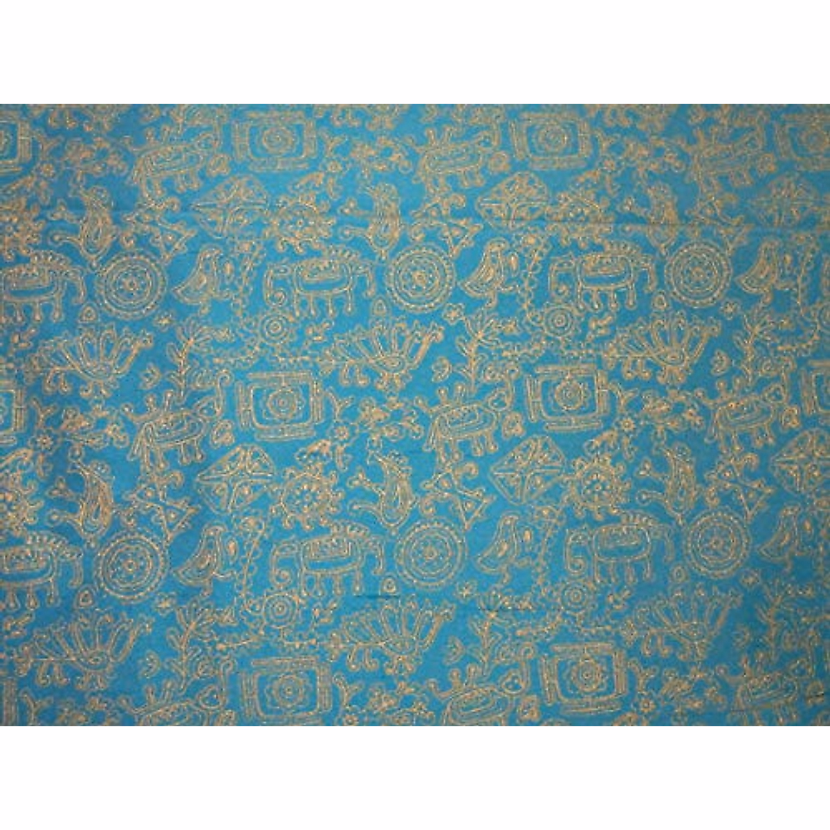 100% Silk Dupion Fabric Blue with Gold Print 40" 27mm DupPr40[1]