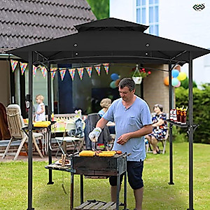 MEWAY 8x5 Outdoor Grill Gazebo Canopy, BBQ Canopy Gazebo Tent for Patio,Barbecue,Black